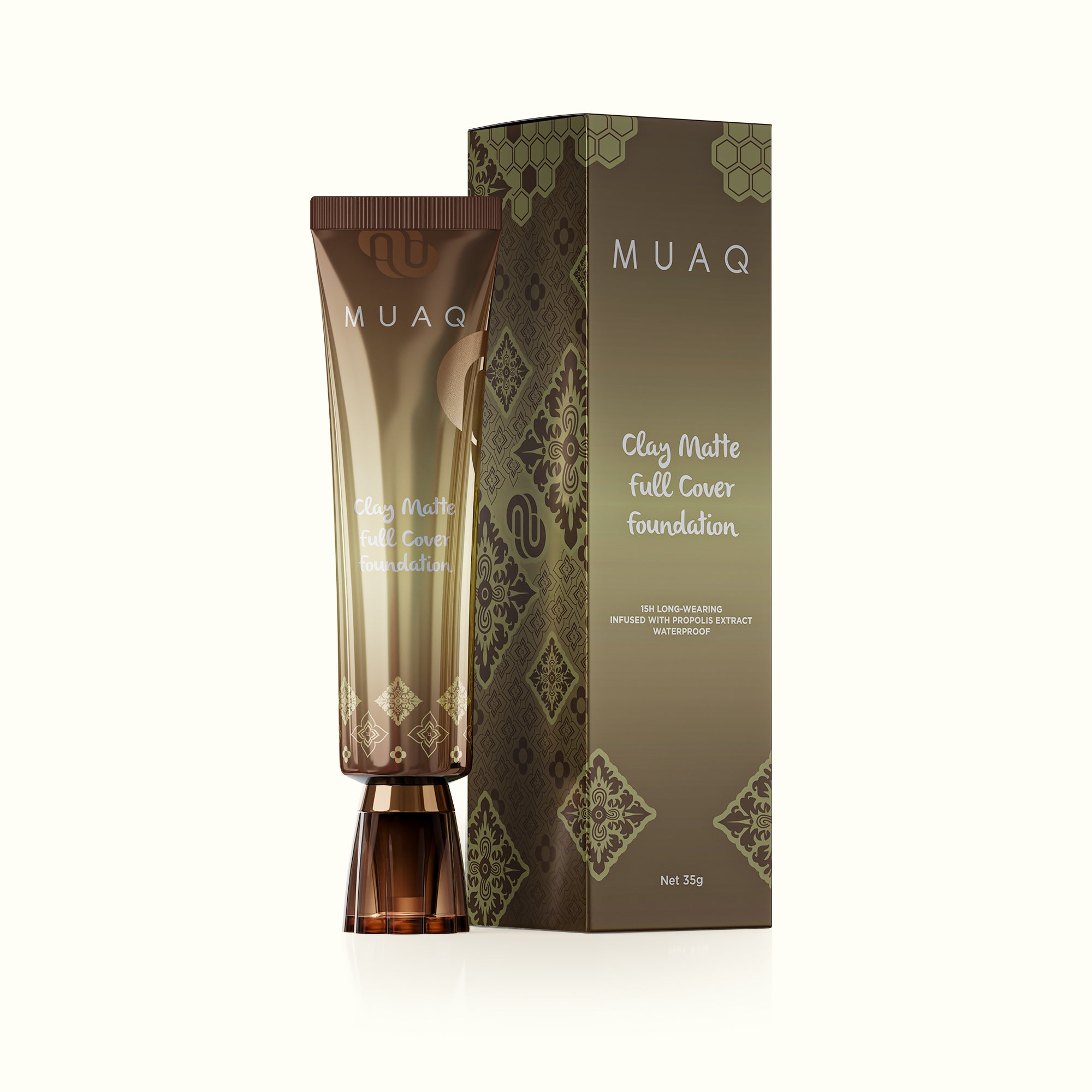 MUAQ CLAY MATTE FULL COVER FOUNDATION - MATARAM (MEDIUM SAND)